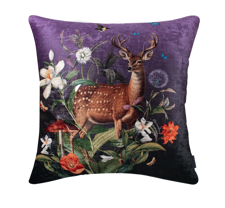 Woodland Deer Velvet Pillow – Material Possessions